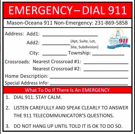 911 offers residents free address fridge magnets. | OceanaCountyPress.com